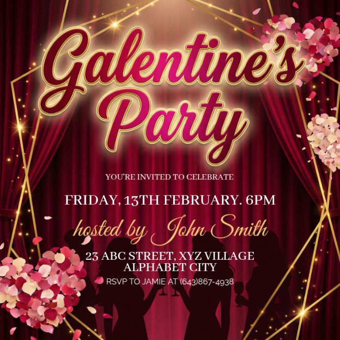 Red Galentine's Party Instagram Post Template | PosterMyWall