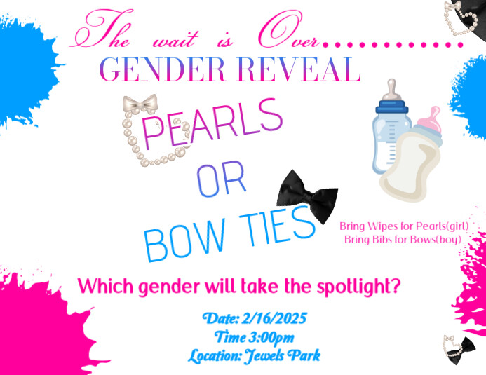 Red Gender Reveal Flyer (us Letter) Template | PosterMyWall