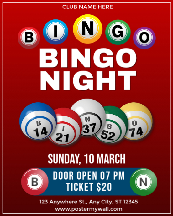 Red Geometric Bingo Night Eventr Instagram Portrait Template | PosterMyWall
