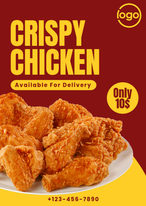 Copy of Red Geometric Fried Chicken Sale Offer A2 | PosterMyWall