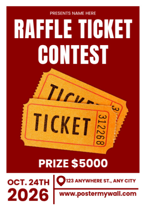 Copy of Red Geometric Raffle Ticket Contest A2 | PosterMyWall