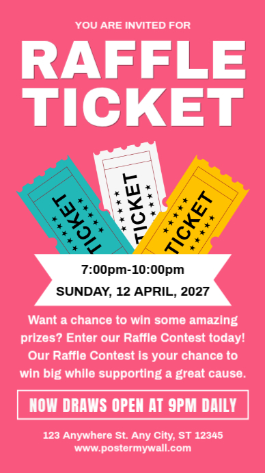 Red Geometric Raffle Ticket Contest Instagram Story Template | PosterMyWall