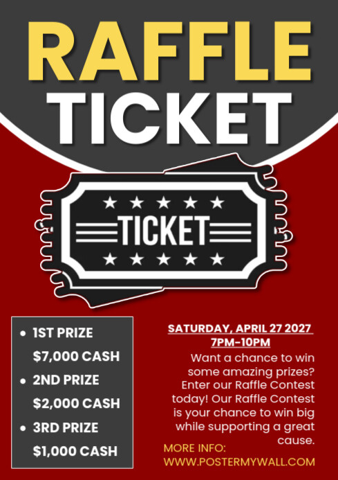 Red Geometric Raffle Ticket Contest Invitation A4 Template | PosterMyWall