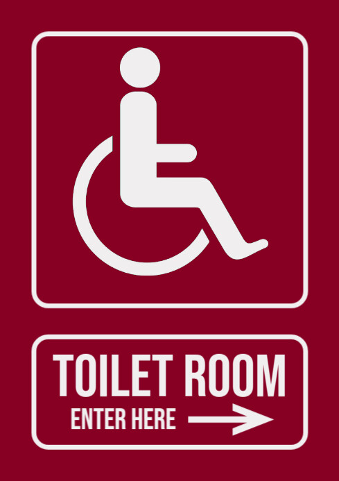 Red Geometric Toilet Room Sign A4 Template | PosterMyWall
