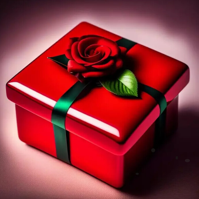 red gift box with rose top Template | PosterMyWall