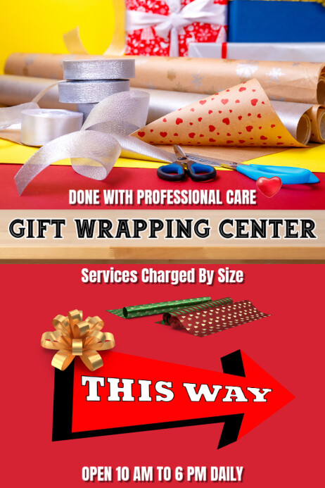 Red Gift Wrapping Center Poster Poster Templat | PosterMyWall