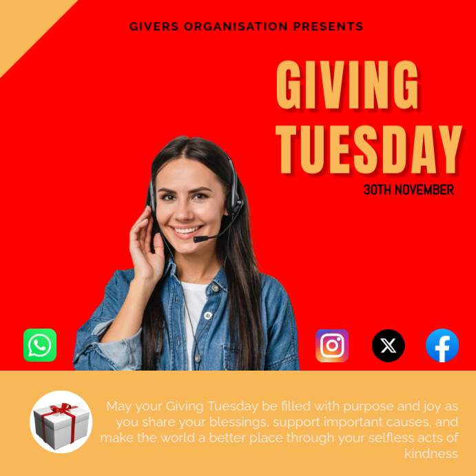 Modèle Red Giving Tuesday Instagram Post | PosterMyWall