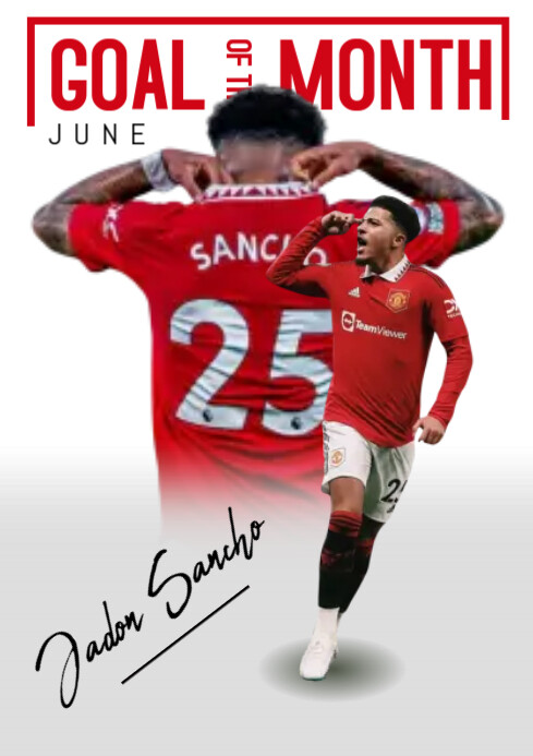 Red Goal Of The Month soccer poster Template | PosterMyWall