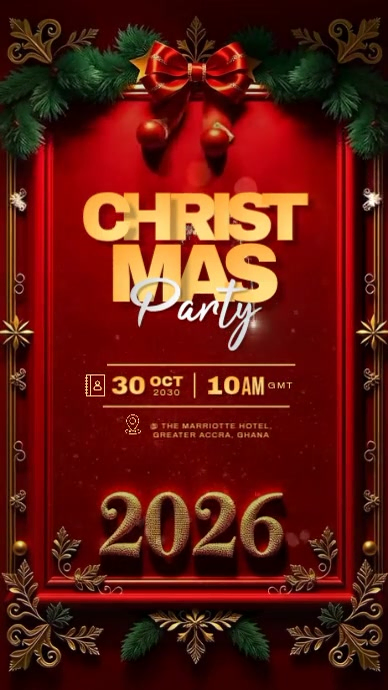 RED GOLD CHRISTMAS PARTY REEL Template | PosterMyWall