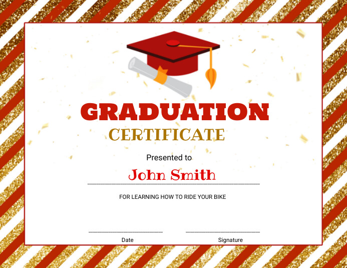 Red gold graduation certificate Template | PosterMyWall