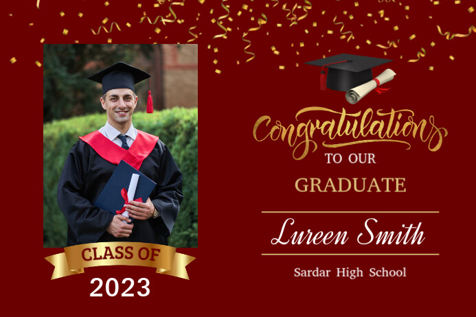 Red gold Graduation Yard Sign Template | PosterMyWall