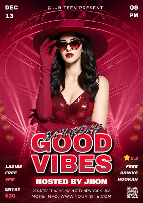 Red Good Vibes A4 Template | PosterMyWall