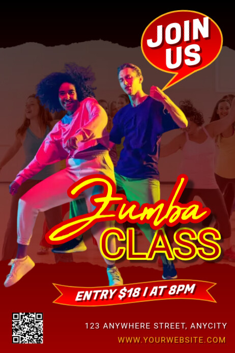 Red Gradien Zumba Classes Poster Template | PosterMyWall