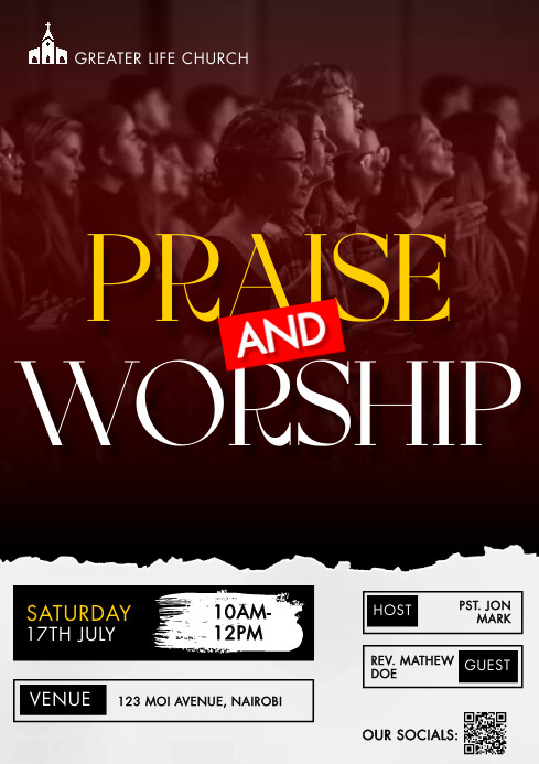 Plantilla de Red Gradient Black A3 Church Flyer | PosterMyWall