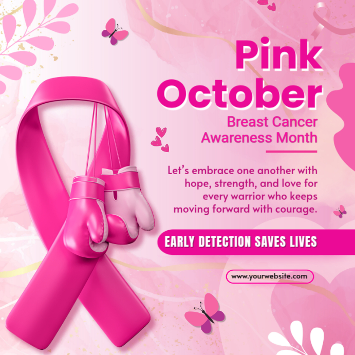 Red Gradient Breast Cancer Instagram Post Template | PosterMyWall
