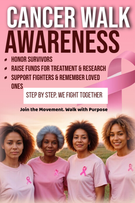 Red Gradient Cancer Walk Awareness Poster Template | PosterMyWall