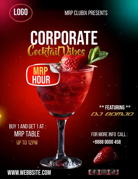 Red Gradient Cocktail Vibes Flyer (us Letter Template | PosterMyWall