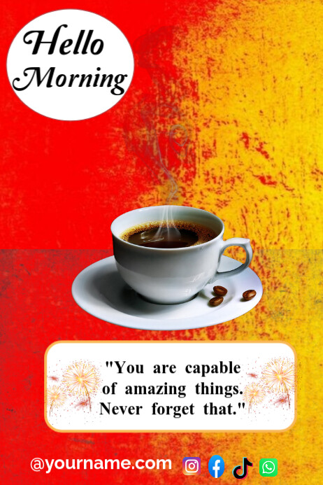 Red Gradient Editable Morning Greeting And Quote Poster Template ...