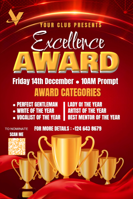 Red Gradient Excellence Award Poster Template | PosterMyWall