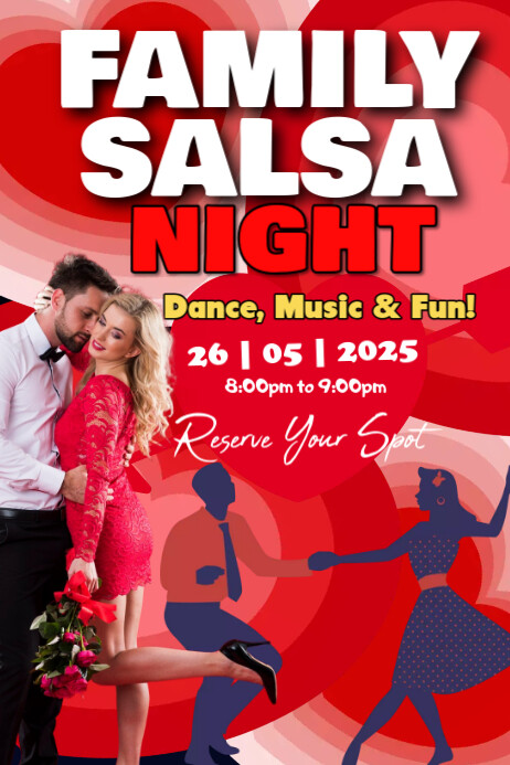 Copy of Red Gradient Family Salsa Night Poster | PosterMyWall