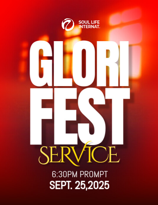 Red Gradient Glorifest Sunday Service Flyer (us Letter) Template ...
