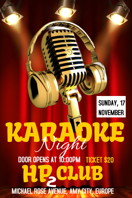 Red Gradient Karaoke Night Design Poster Template | PosterMyWall