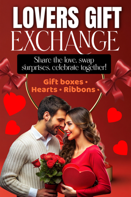 Modèle Red Gradient Love Gift Exchange Poster | PosterMyWall