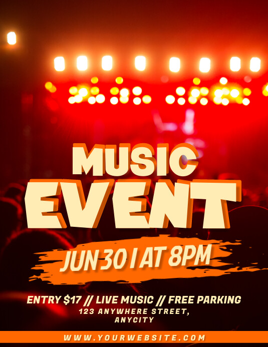 Red Gradient Music Event Pamflet (letter As) Template | PosterMyWall