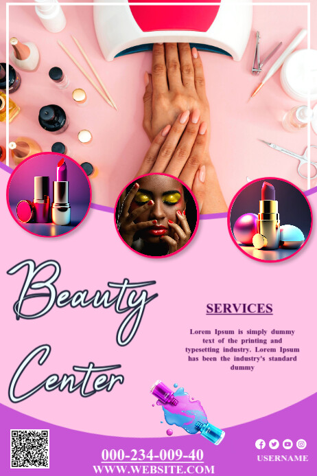 Red Gradient Nail Salon Poster Template | PosterMyWall