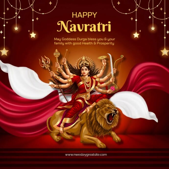 Red Gradient Navratri Square (1:1) Template | PosterMyWall