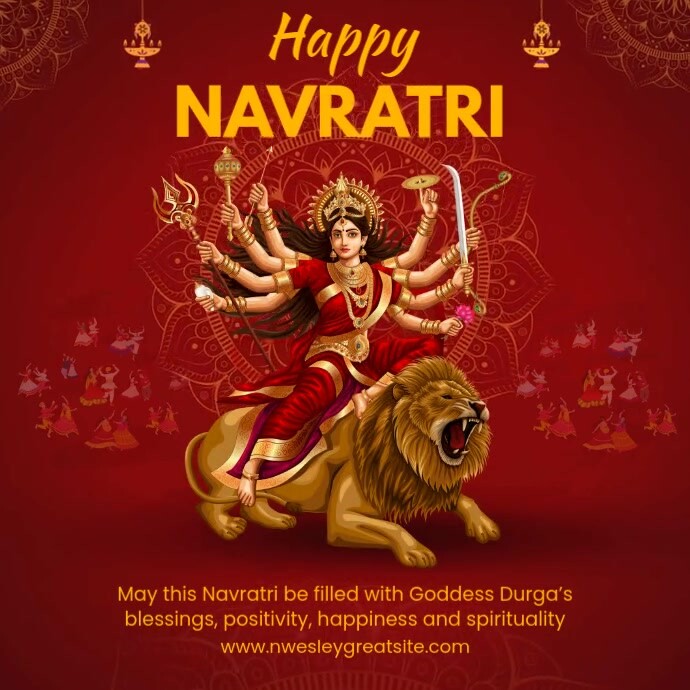 Copy of Red Gradient Navratri Square (1:1) | PosterMyWall