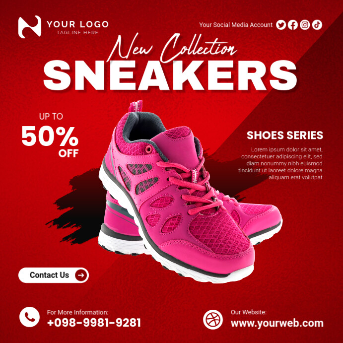 Red Gradient New Collection Sneakers Product Template | PosterMyWall