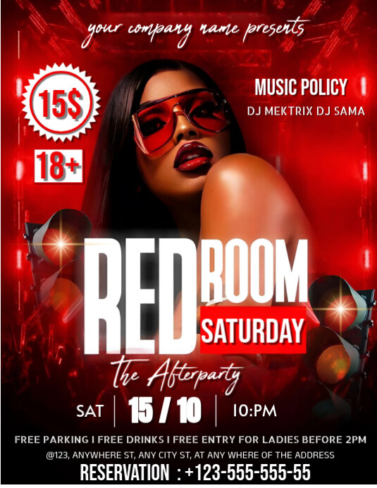 Red Gradient Redroom Saturday Flyer (us Letter) Template | PosterMyWall