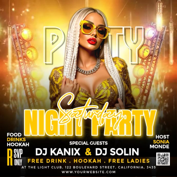 Red Gradient Saturday Party Flyer Square (1:1) Template | PosterMyWall