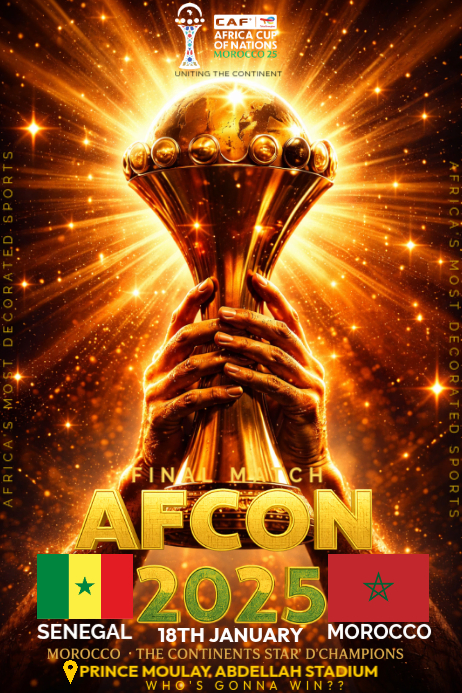 Modèle Red Gradient Senegal Vs Morocco Afcon 2025 Final Poster ...