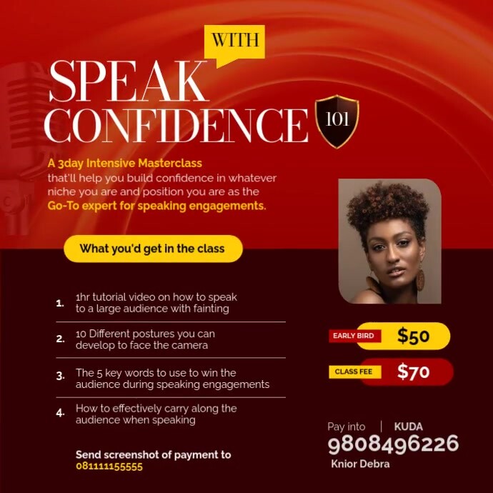 Red Gradient Speak With Confidence Masterclass Instagram Post Template | PosterMyWall