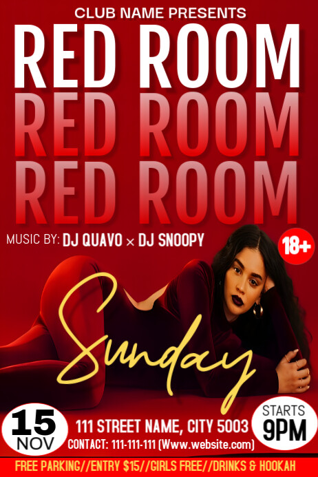 Red Gradient Sunday Night Party Ads Poster Modelo | PosterMyWall