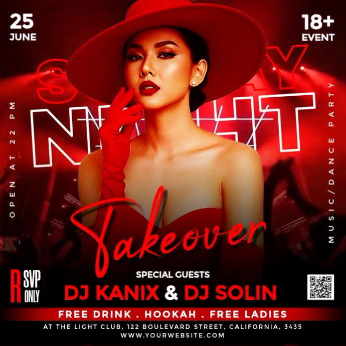 Red Gradient Sunday Night Party Instagram Post Template | PosterMyWall