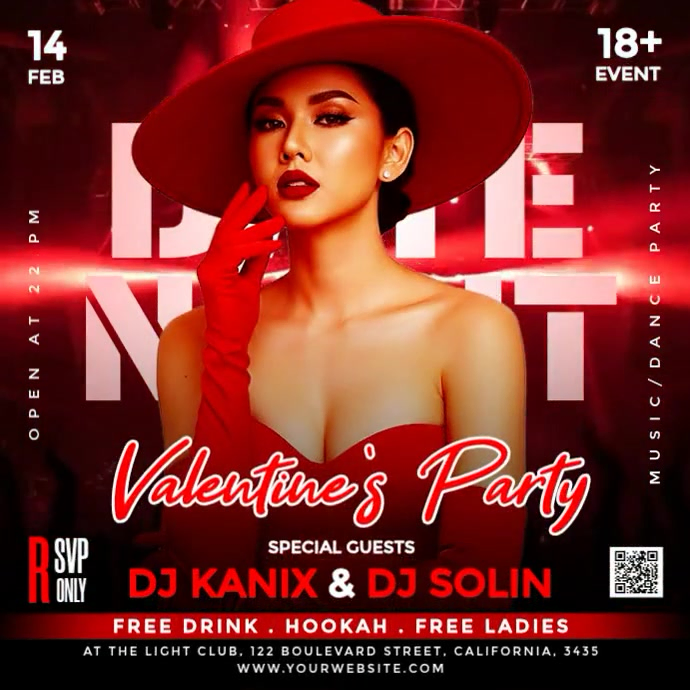 Red Gradient Valentine's Day Party Square (1:1) Template | PosterMyWall