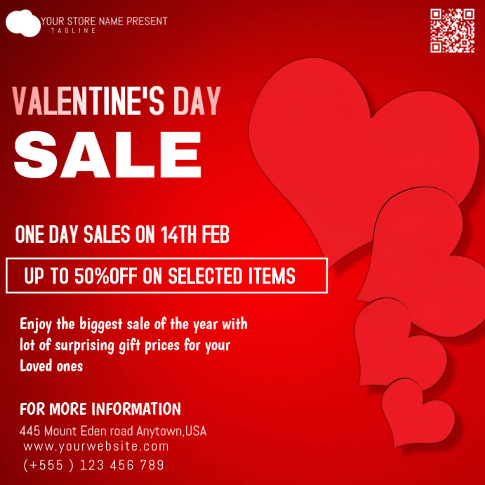 Copy of Red Gradient Valentine's Retail Square (1:1) | PosterMyWall