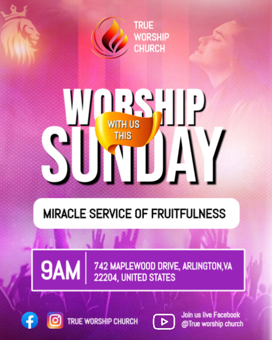 Red gradient worship service instagram portrait Template | PosterMyWall