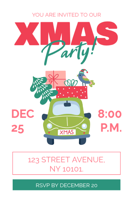 Red Green and White Christmas Invitation Template | PosterMyWall