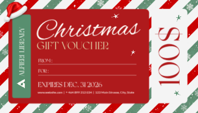 red green and white festive Christmas Gift Voucher Template Holiday ...