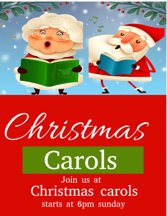 Red Green Blue Christmas Carols Invitation Flyer Template | PosterMyWall