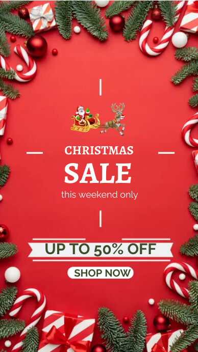 Red green Christmas sale Template | PosterMyWall