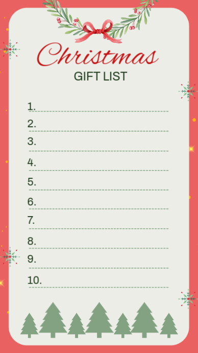 Copy of Red Green Illustration Christmas Gift List | PosterMyWall