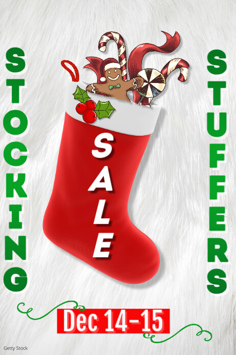 Copy of Red/Green Illustrative Stocking Stuffers Sale Poster | PosterMyWall