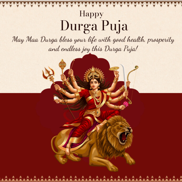Plantilla de Red Grunge Durga Puja Instagram Post | PosterMyWall