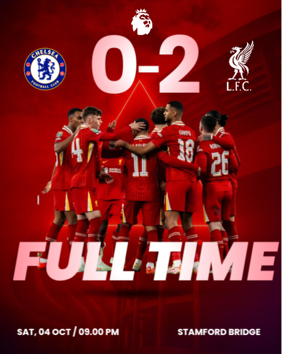 Copy of Red Grunge Liverpool Full Time Instagram Portrait | PosterMyWall