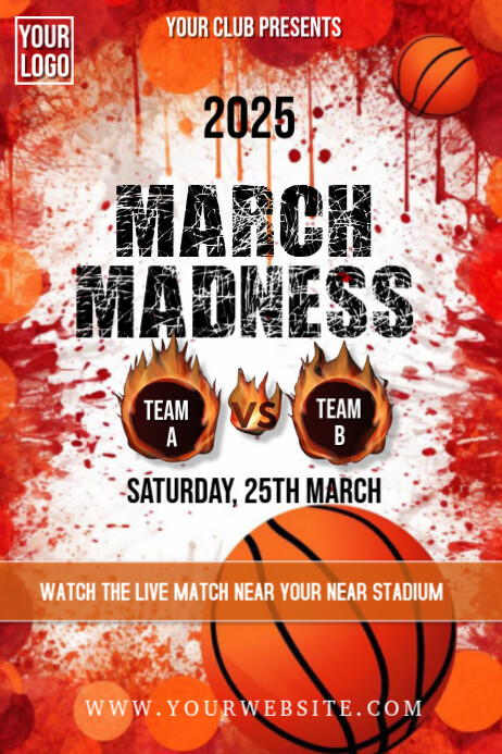 Red Grunge March Madness Poster Template | PosterMyWall